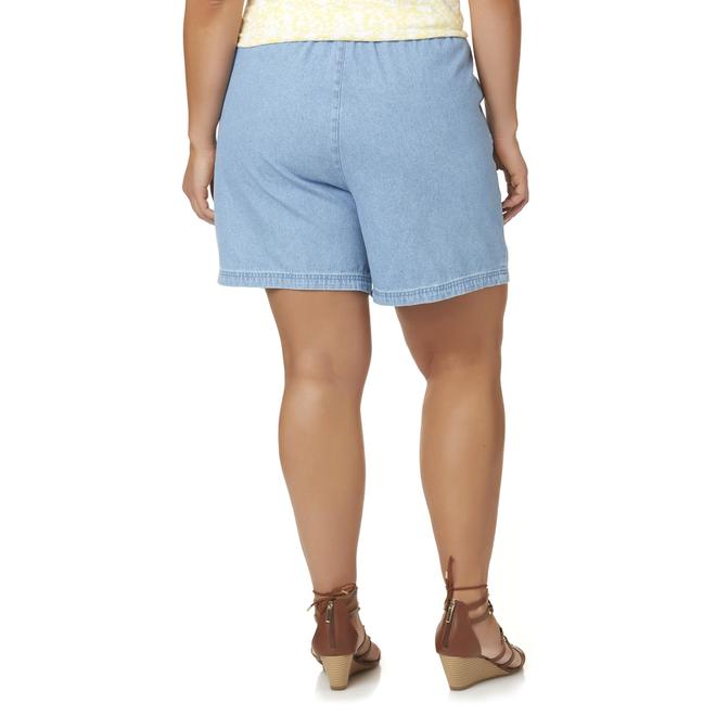 Basic Editions Womens Plus Stretch Waist Denim Shorts