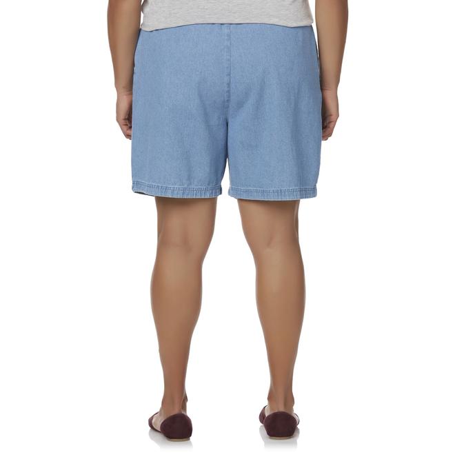 Basic Editions Womens Plus Stretch Waist Denim Shorts