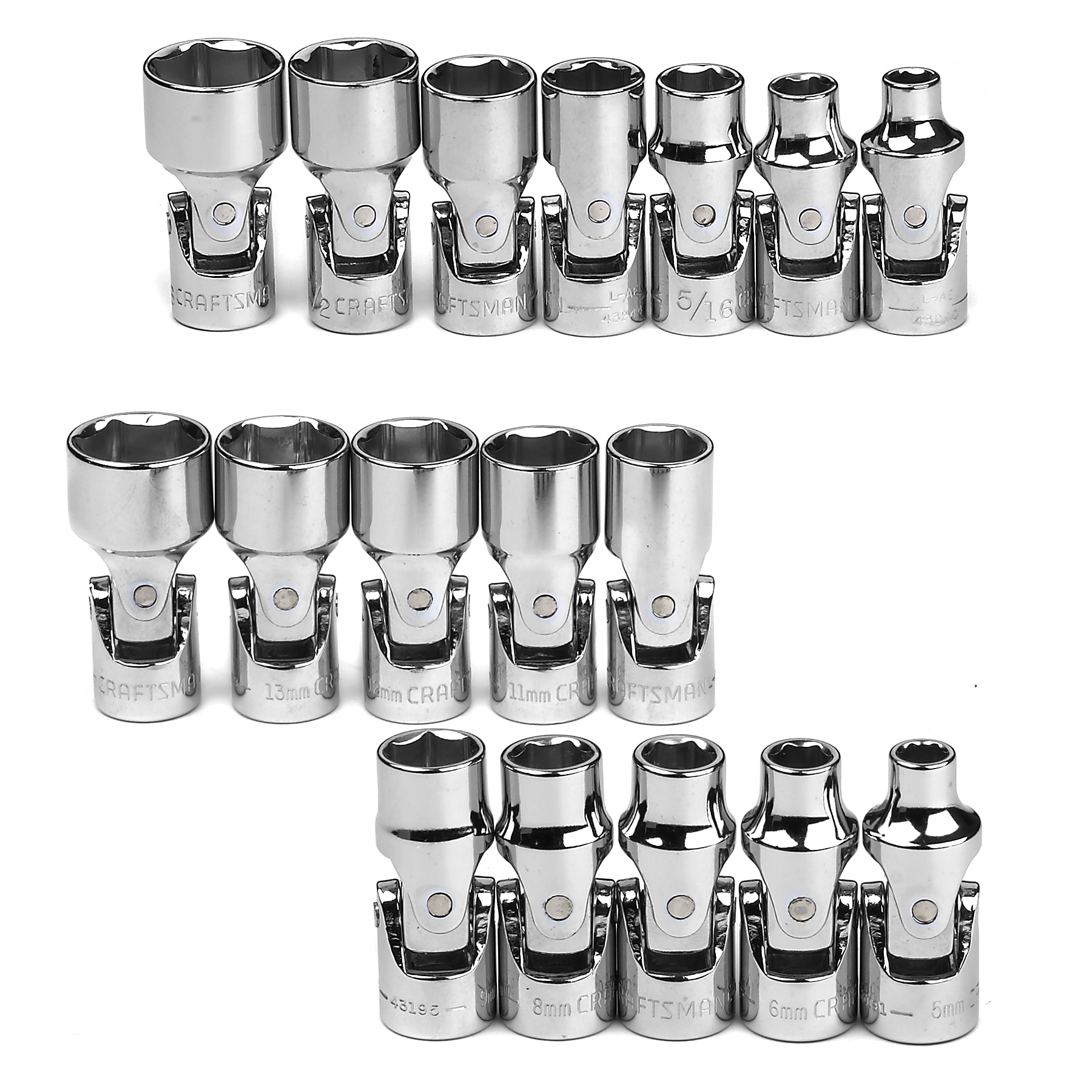 Craftsman 17 Pc Standard And Metric Flex Socket Set 6 Pt 1 4 In