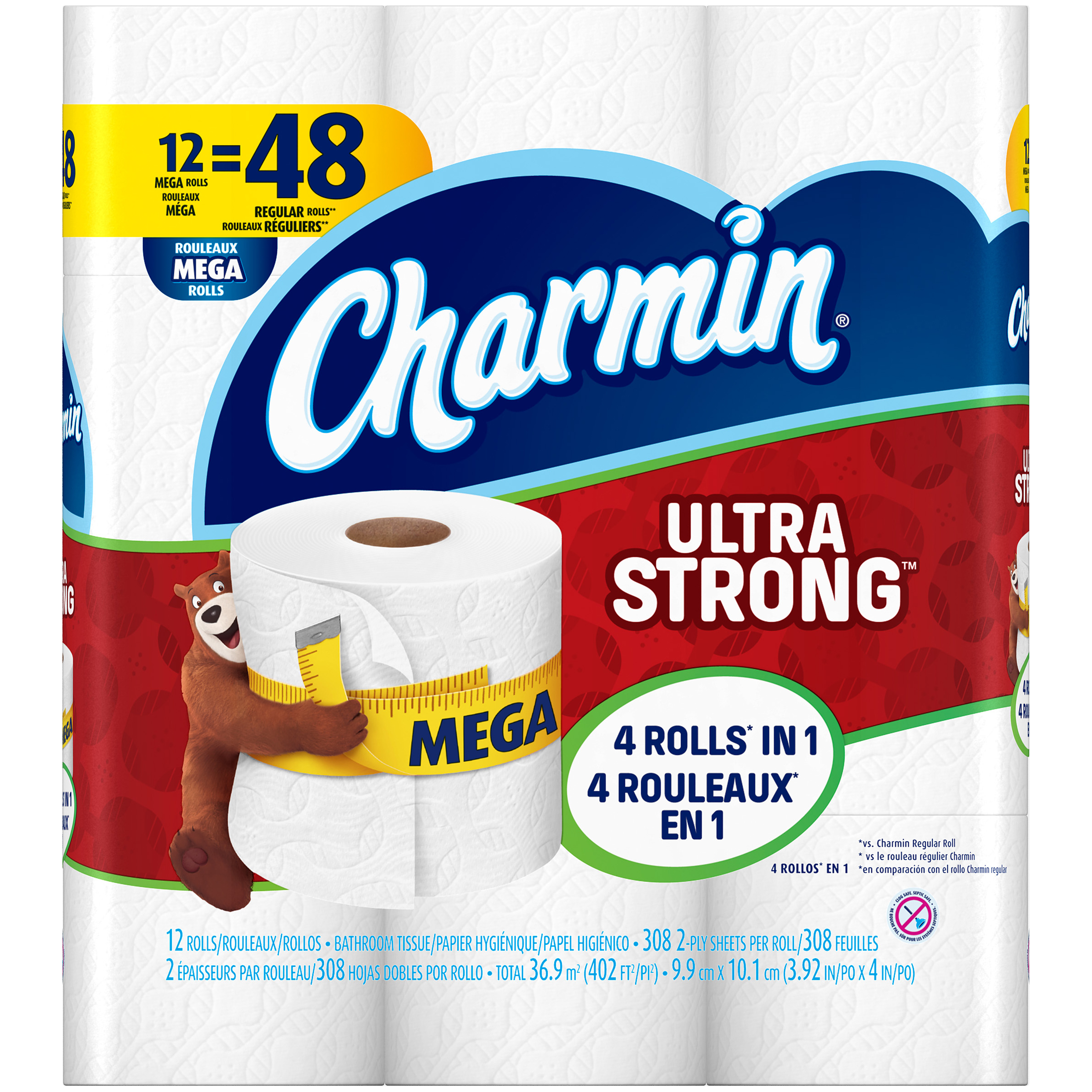 UPC 037000941545 Charmin Ultra Strong Toilet Paper 12 Mega Rolls 308