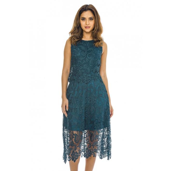 Ax Paris Womens Lace Overlay Midi Dress Online Exclusive