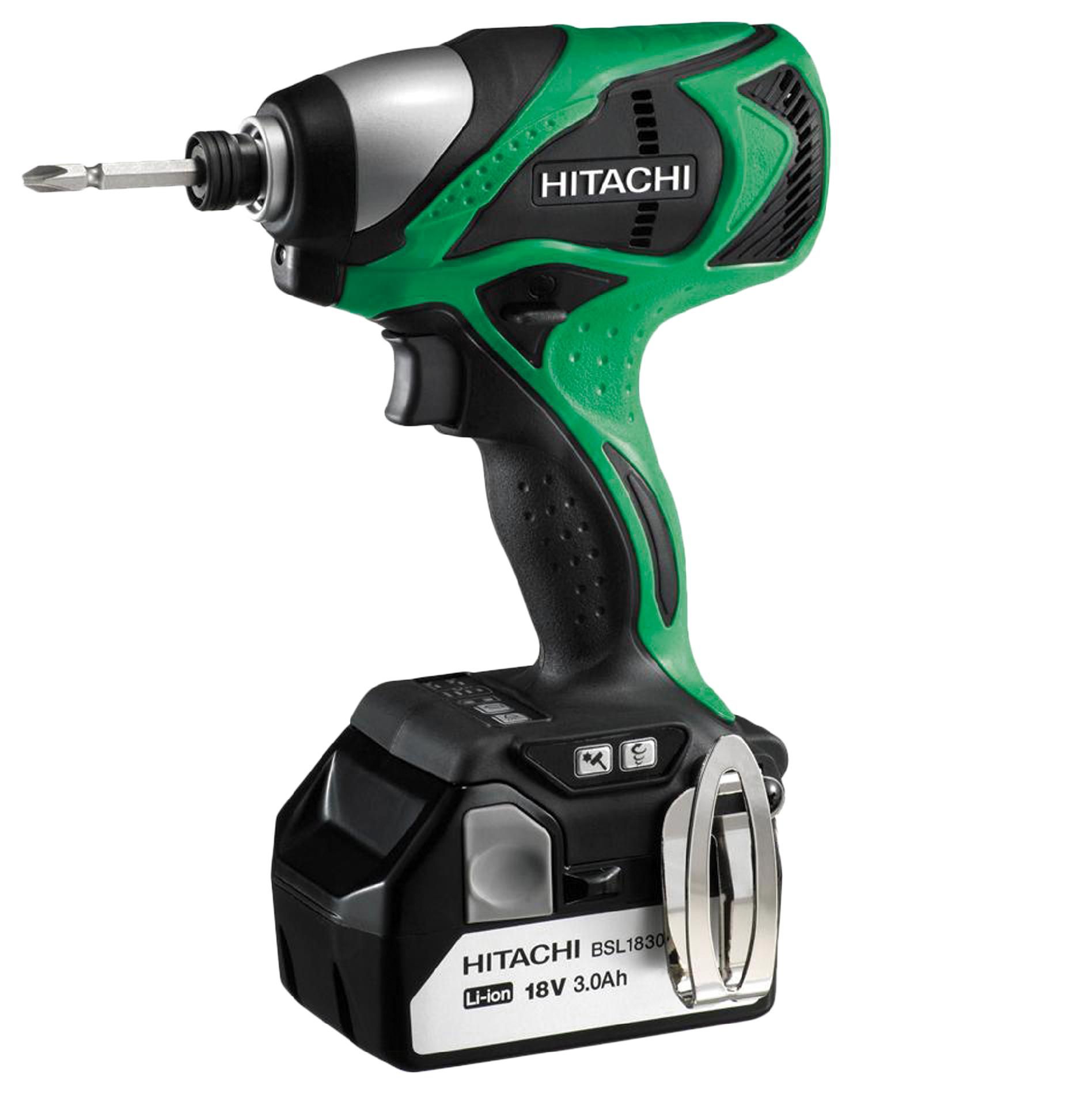 Hitachi WH18DBDL 18-Volt 3.0-Ah Cordless Brushless Lithium-Ion Impact Driver, (2) Batteries and ...