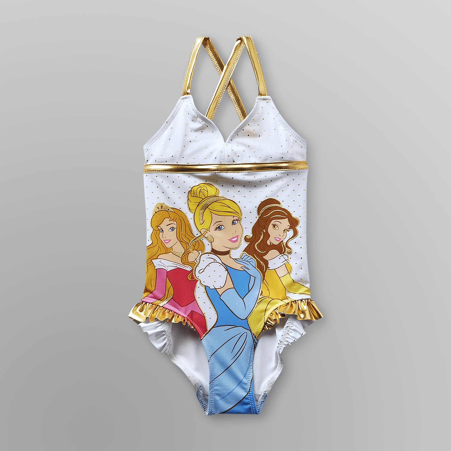 Disney Princess Girls Swimsuit Metallic