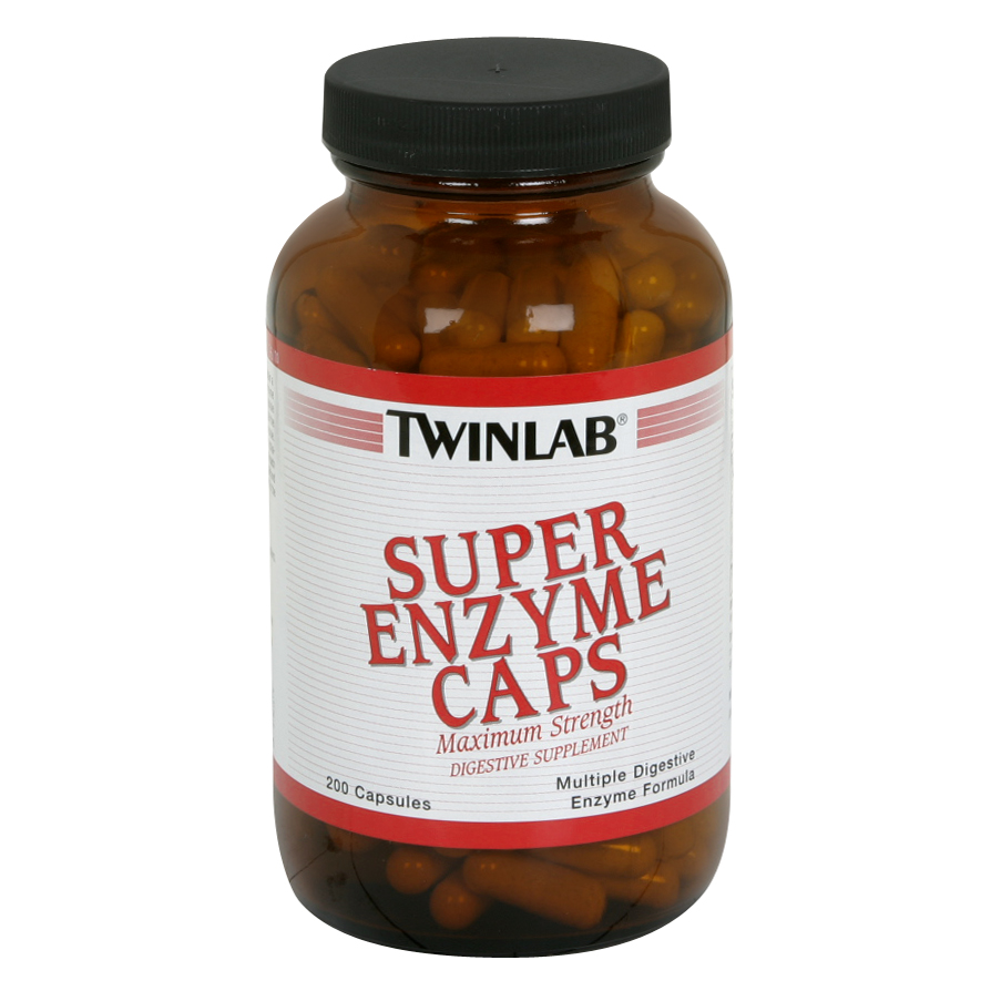 TwinLab Super Enzyme Caps, Maximum Strength, 200 Capsules