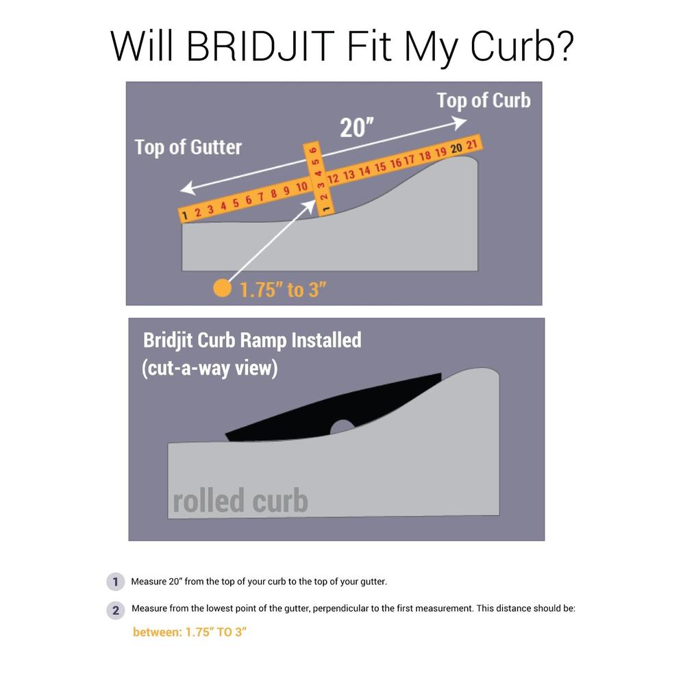 Bridjit Curb Ramp Bridjit 3-Piece Set Expandable Curb Ramp 12-Feet ...