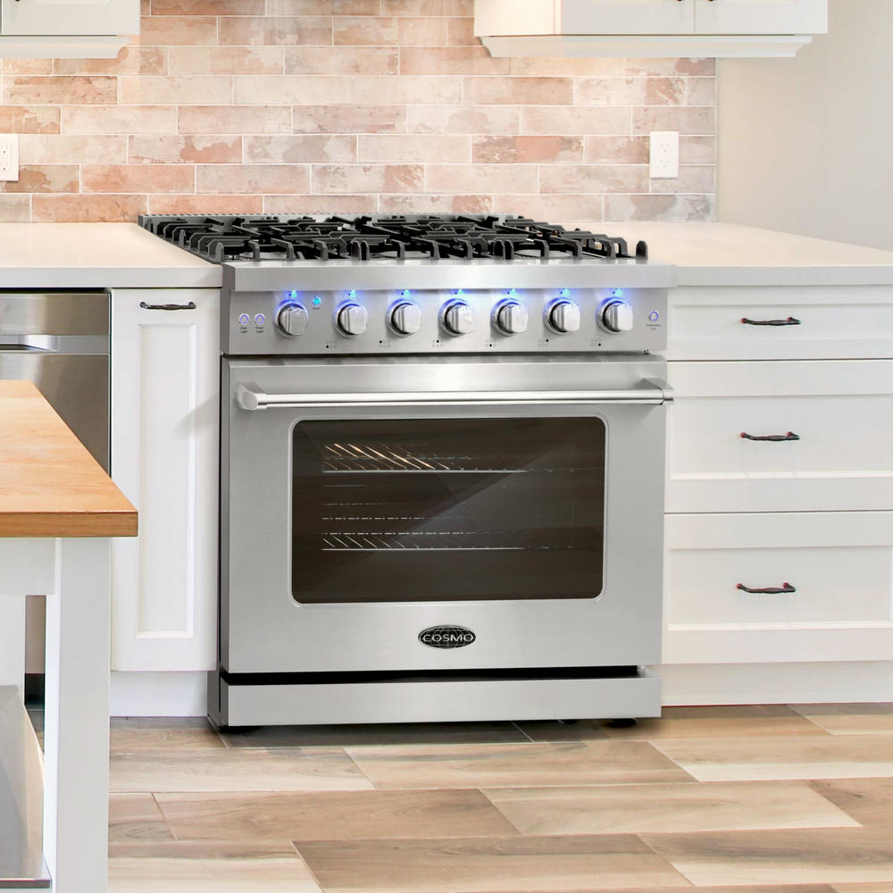 Cosmo 36 in. Haven Collection 6.0 cu. ft. Gas Range, 6 Burners ...