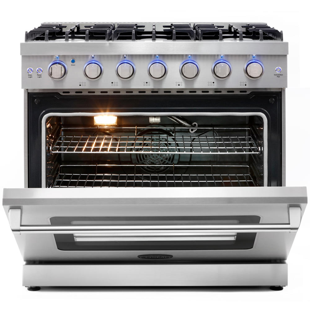 Cosmo Appliances 36 in. 6.0 cu. ft. Commercial Gas Range with ...