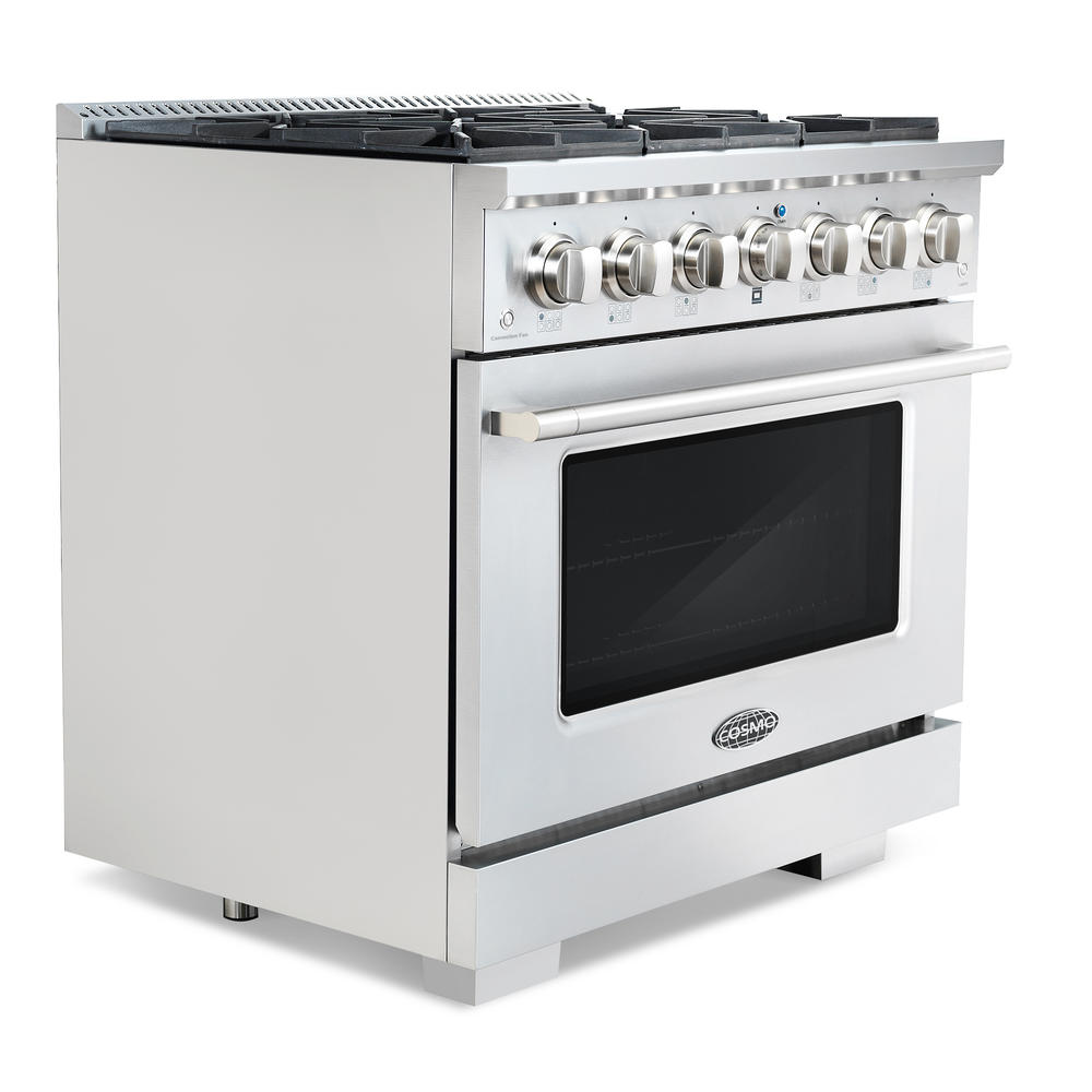 Cosmo Commercial-Style 36 in. 4.5 cu. ft. Gas Range with 6 Italian ...