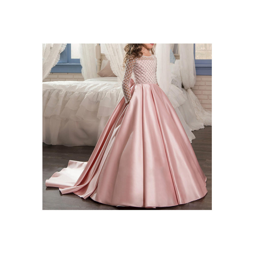 Unomatch Kid Girl Beautiful Lattice Lace Wedding Dress