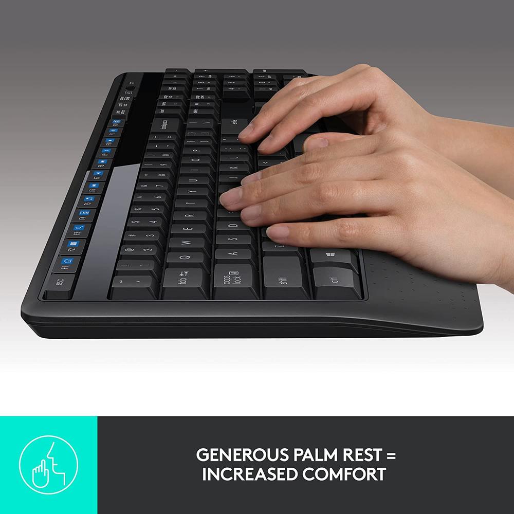 Logitech MK345 Wireless Combo Full-Sized Keyboard with Palm Rest and ...