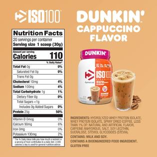 Dymatize ISO100 Hydrolyzed 100% Whey Isolate Protein Powder in Dunkin ...