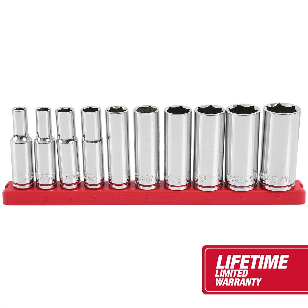 Hyper Tough 3/8-Inch Drive Deep SAE Socket Set, 11-Piece