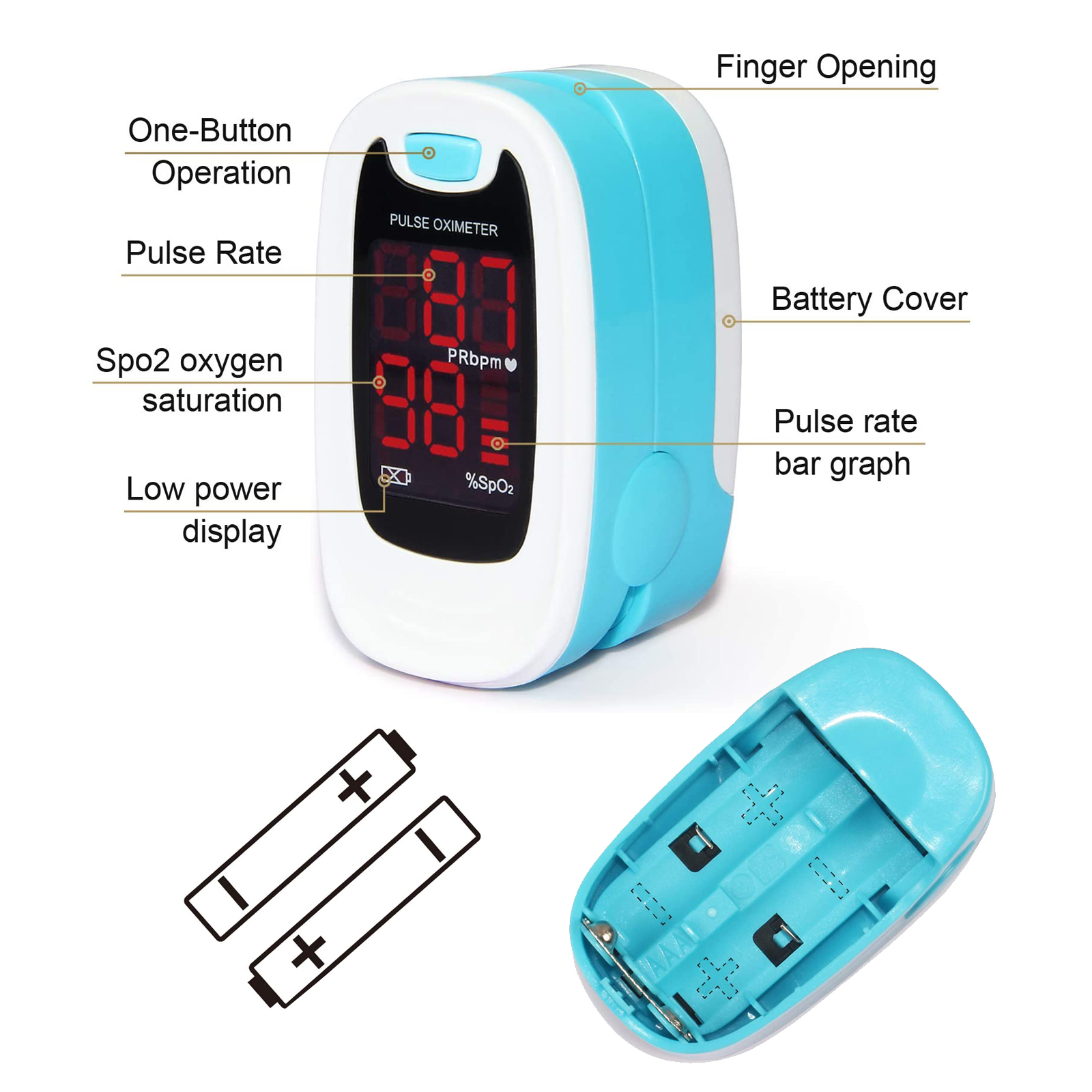 Contec Finger Tip Pulse Oximeter SpO2 Heart Rate monitor blood oxygen ...