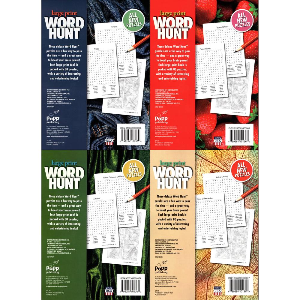 Papp Large Print Word Hunt - All New Puzzles - Vol. 101-104 (Set of 4 ...