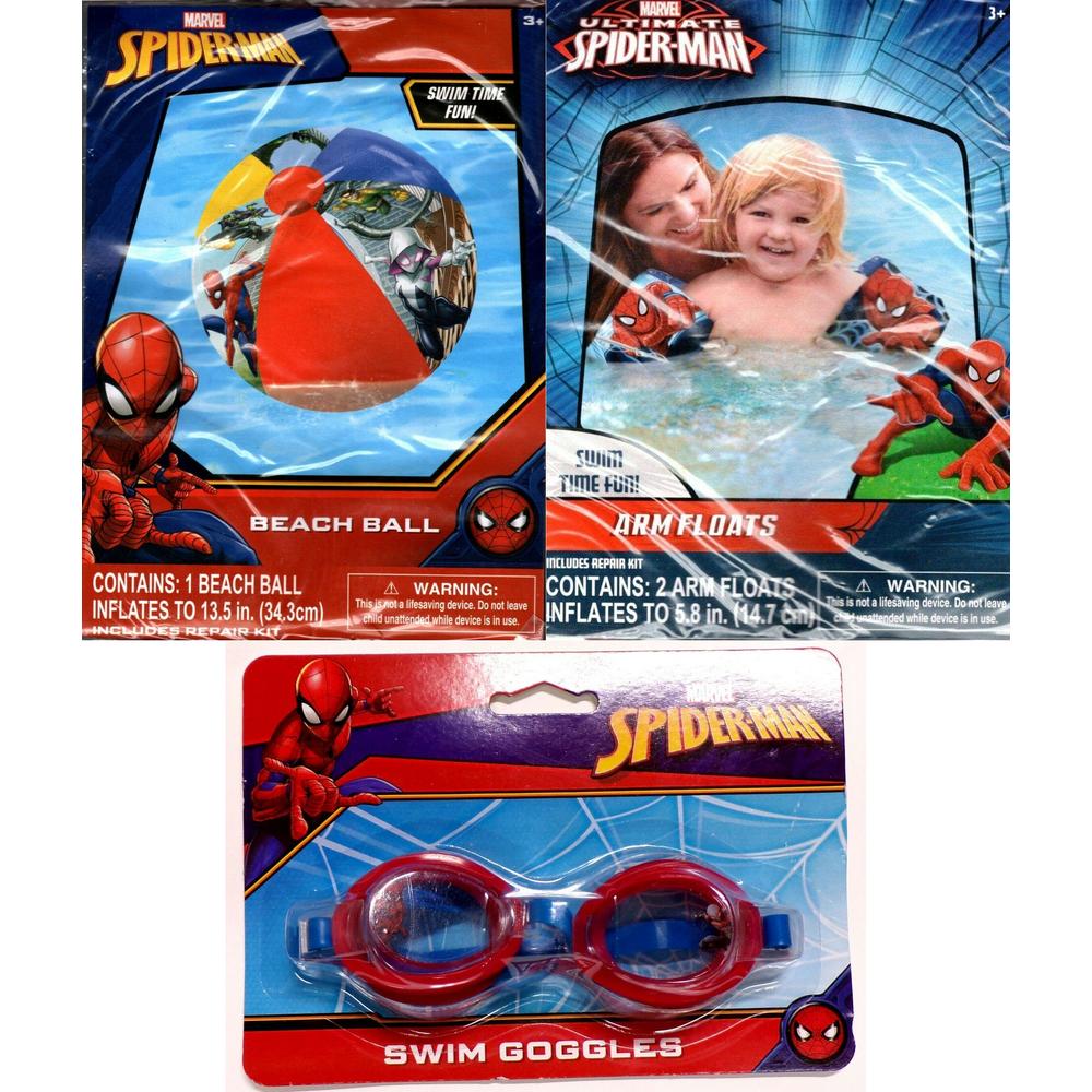 Marvel Spider-Man - Swimming Goggles + Swim Ball + Arm Floats (Set of 3)