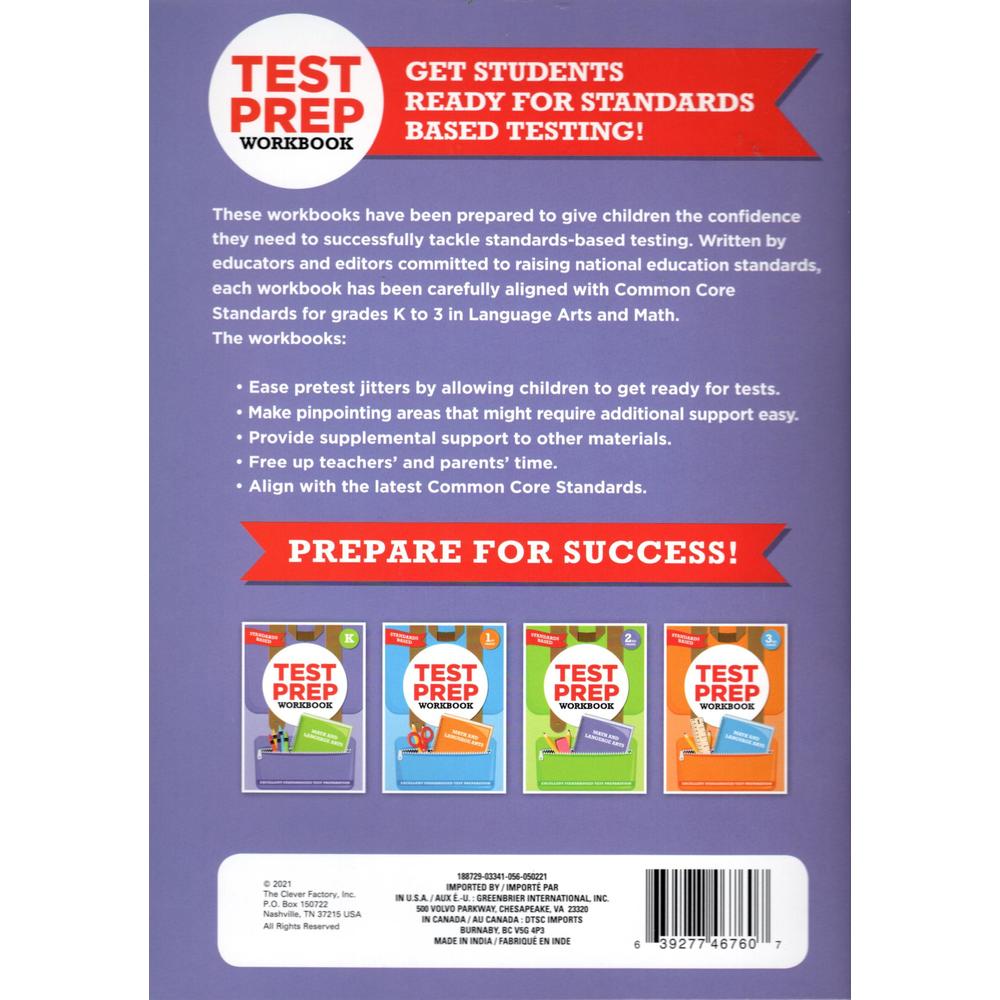 The Clever Factory Kindergarten Grade Math & Language Arts Test Prep ...