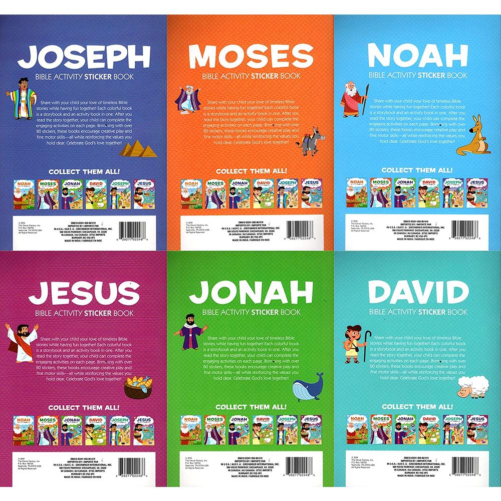 Bible Activity Jonah, Noah, Moses, Joseph, Jesus, David - Sticker Book ...