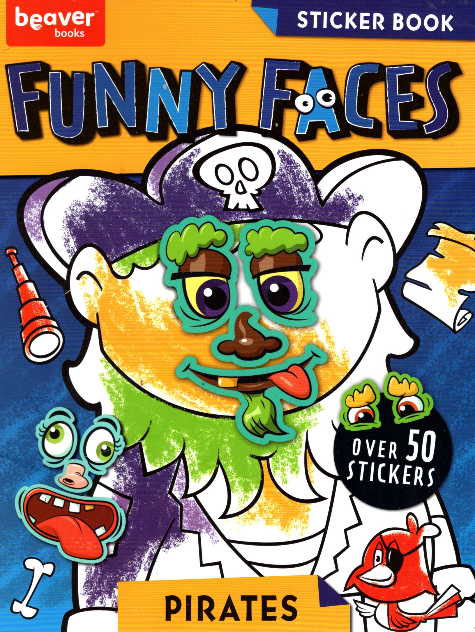 Beaver Books Funny Faces - Coloring Book - Over 50 Stickers - Pirates