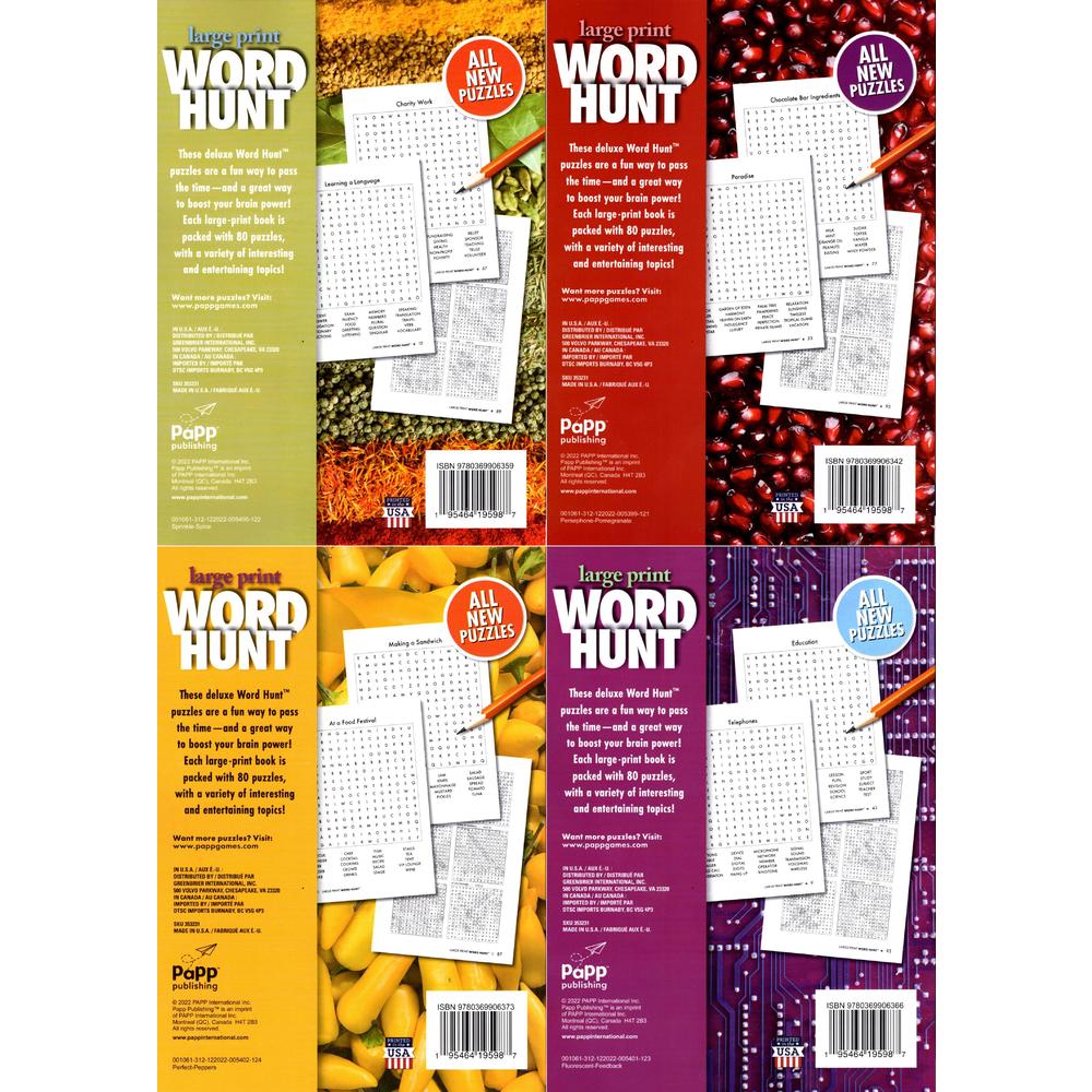 Papp Large Print Word Hunt - All New Puzzles - Vol.121-124 (Set of 4 Books)