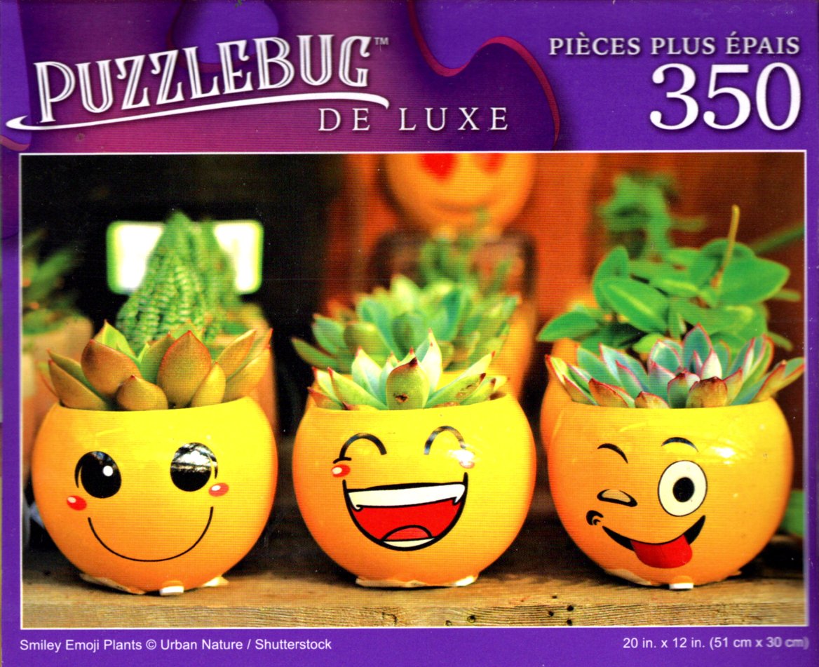 Puzzlebug Smiley Emoji Plants - 350 Pieces Deluxe Jigsaw Puzzle