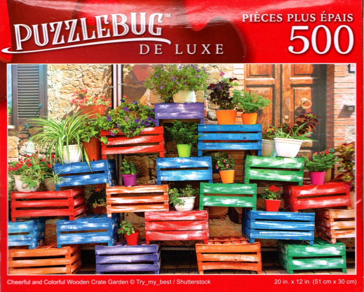 Puzzlebug Cheerful and Colorful Wooden Crate Garden - 500 Pieces Deluxe ...