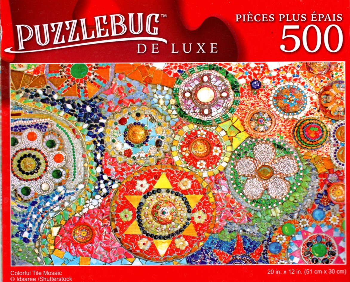 Puzzlebug Colorful Tile Mosaic - 500 Pieces Deluxe Jigsaw Puzzle