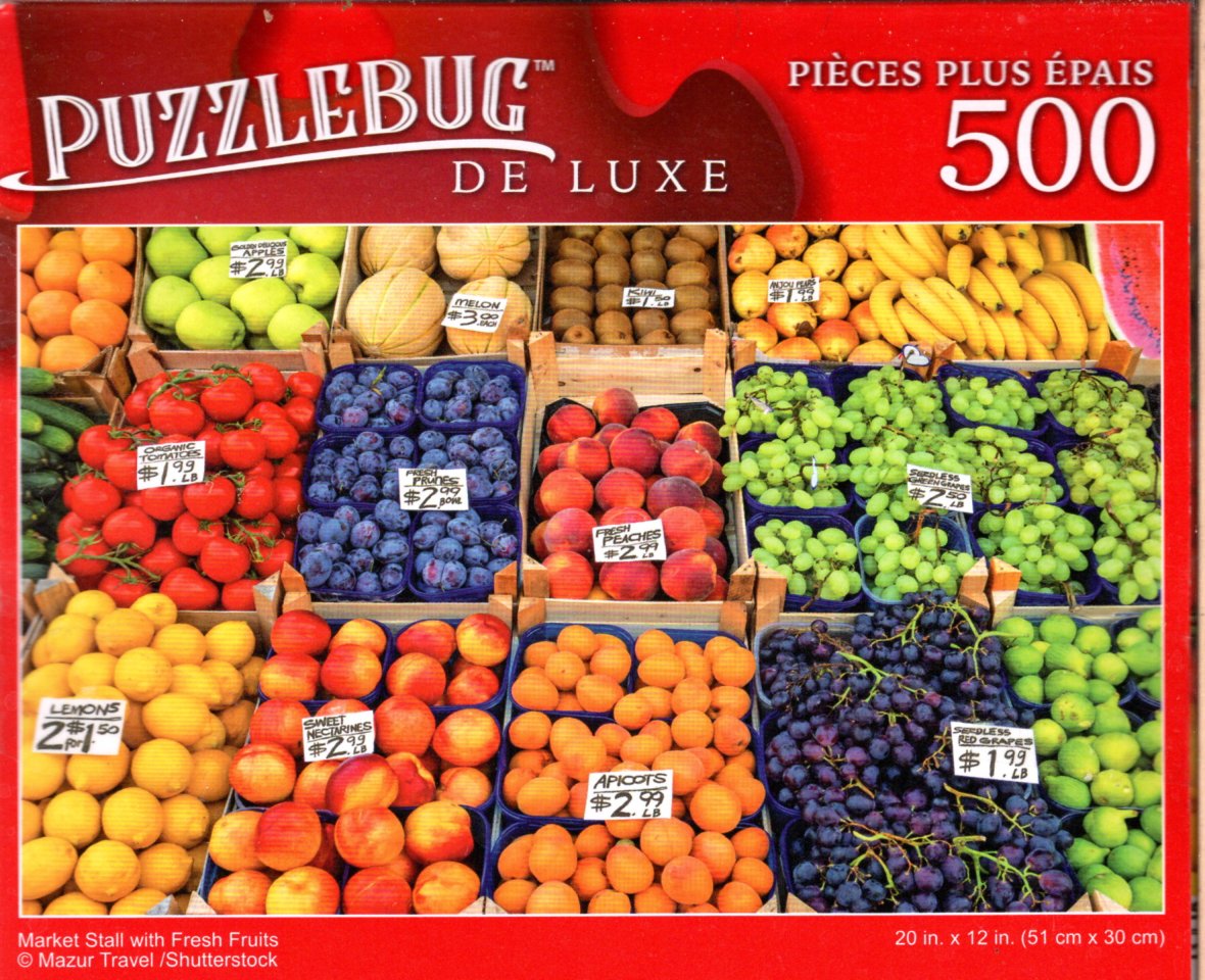 Puzzlebug Market Stall with Fresh Fruits - 500 Pieces Deluxe Jigsaw Puzzle