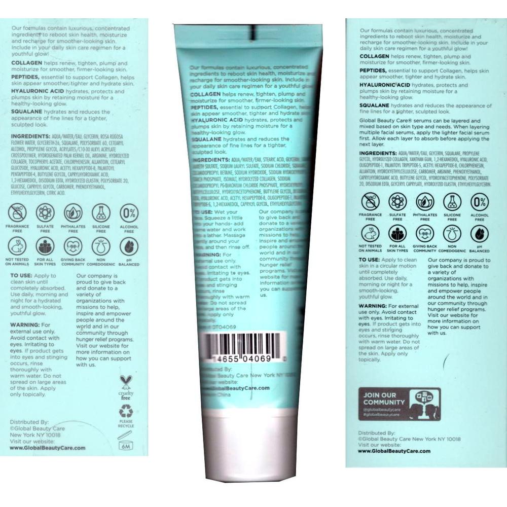 Global Beauty Care Smooth & Lift Collagen Facial Cleanser, Serum, Eye ...