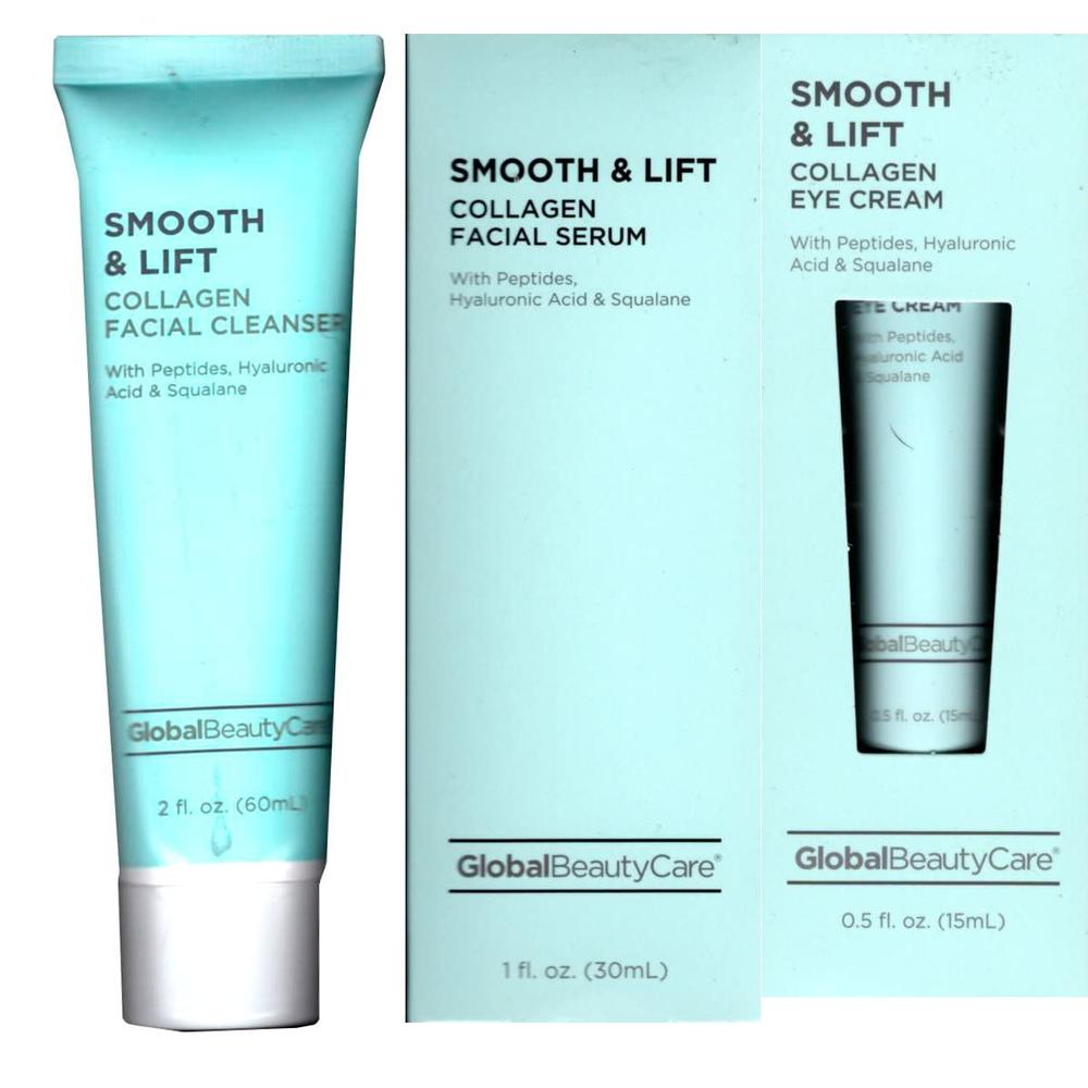 Global Beauty Care Smooth & Lift Collagen Facial Cleanser, Serum, Eye ...