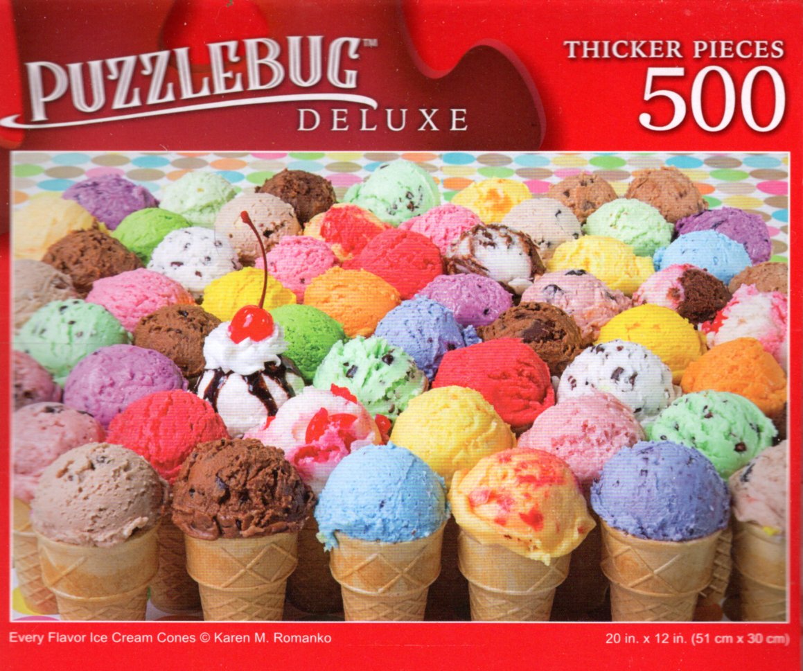Puzzlebug Every Flavor Ice Cream Cones - 500 Pieces Deluxe Jigsaw Puzzle