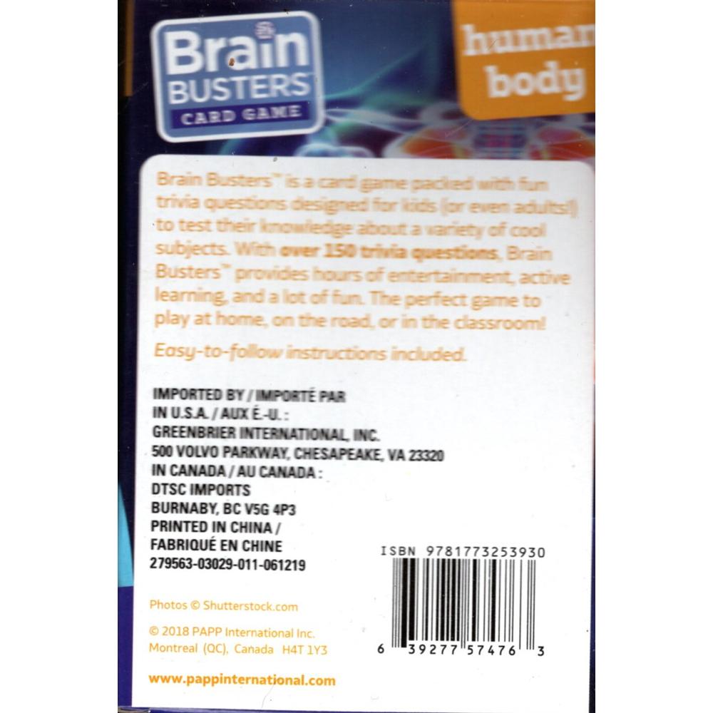 Brain Busters Card Game - Human Body - with Over 150 Trivia Questions ...