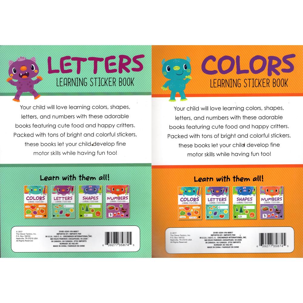 The Clever Factory Colors, Letters, Numbers, Shapes - Learning Sticker ...