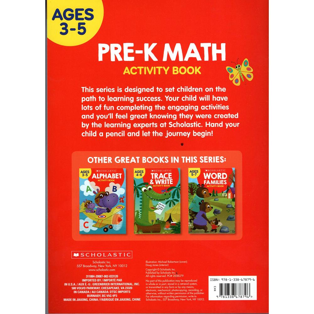 Scholastic - Pre - K Math - Educational Workbooks Ages 3 - 5