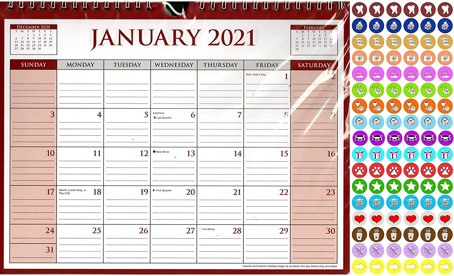 PAPER CRAFT 2021 Monthly Calendar - 12 Months Spiral Wall Calendar ...