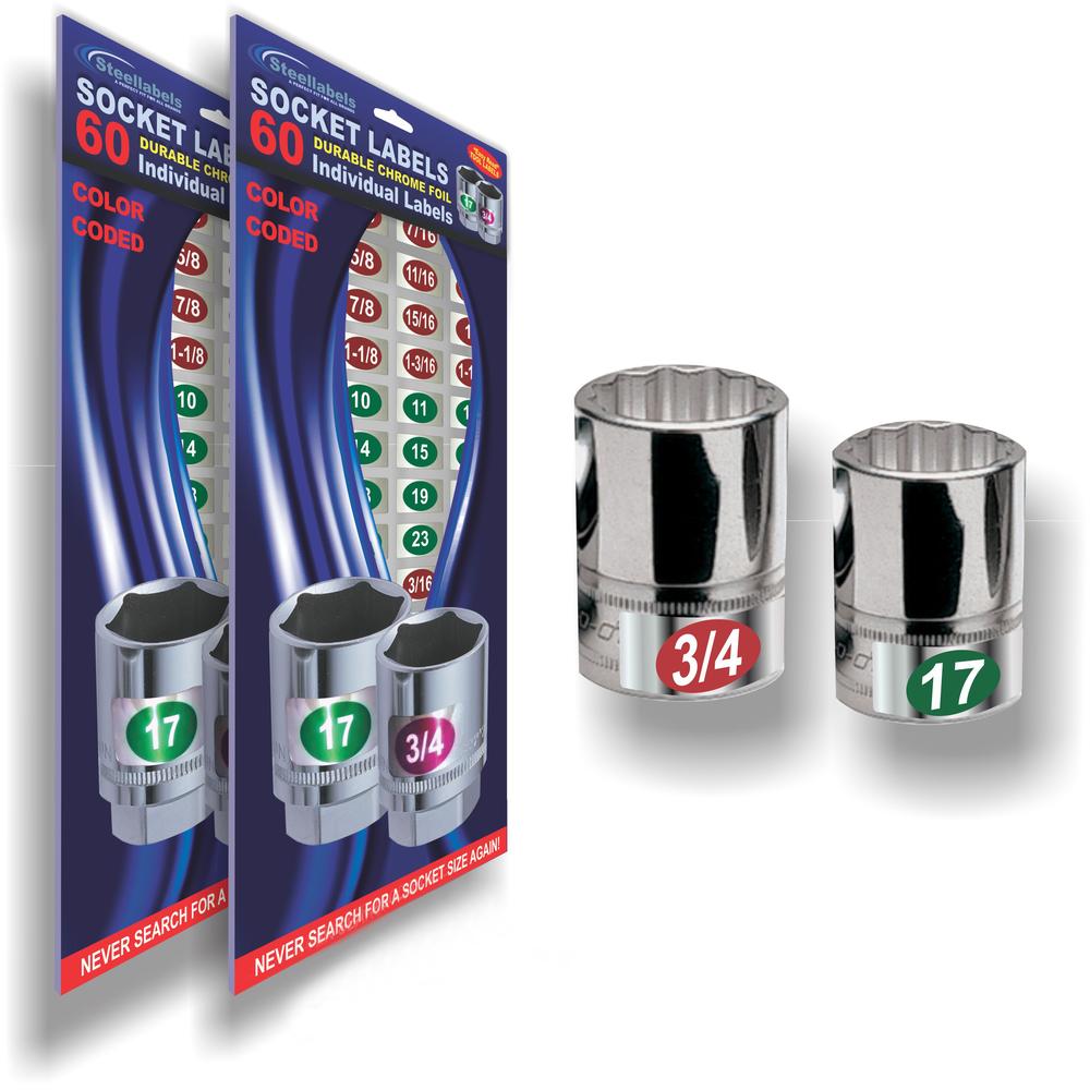 SteelLabels "Eye Saver" Socket Set Decals, Tough Chrome Foil Labels for ...