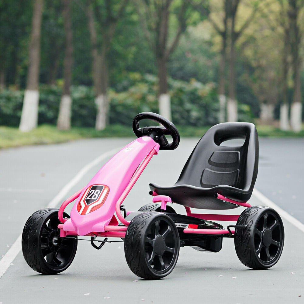 Costway Go Kart Pedal Car Kids Ride On Toys Pedal Powered 4 Wheel ...