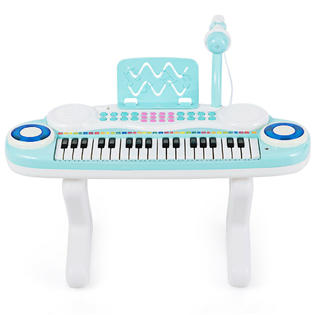 Costway Blue Z-Shaped Kids Toy Keyboard Piano 37-Key Electronic Organ ...