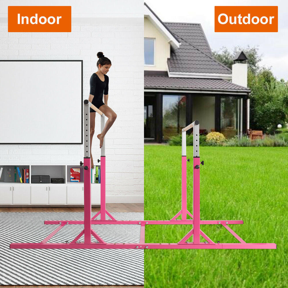 Costway Kids Gymnastics Parallel Bars Double Horizontal Bars Adjustable ...