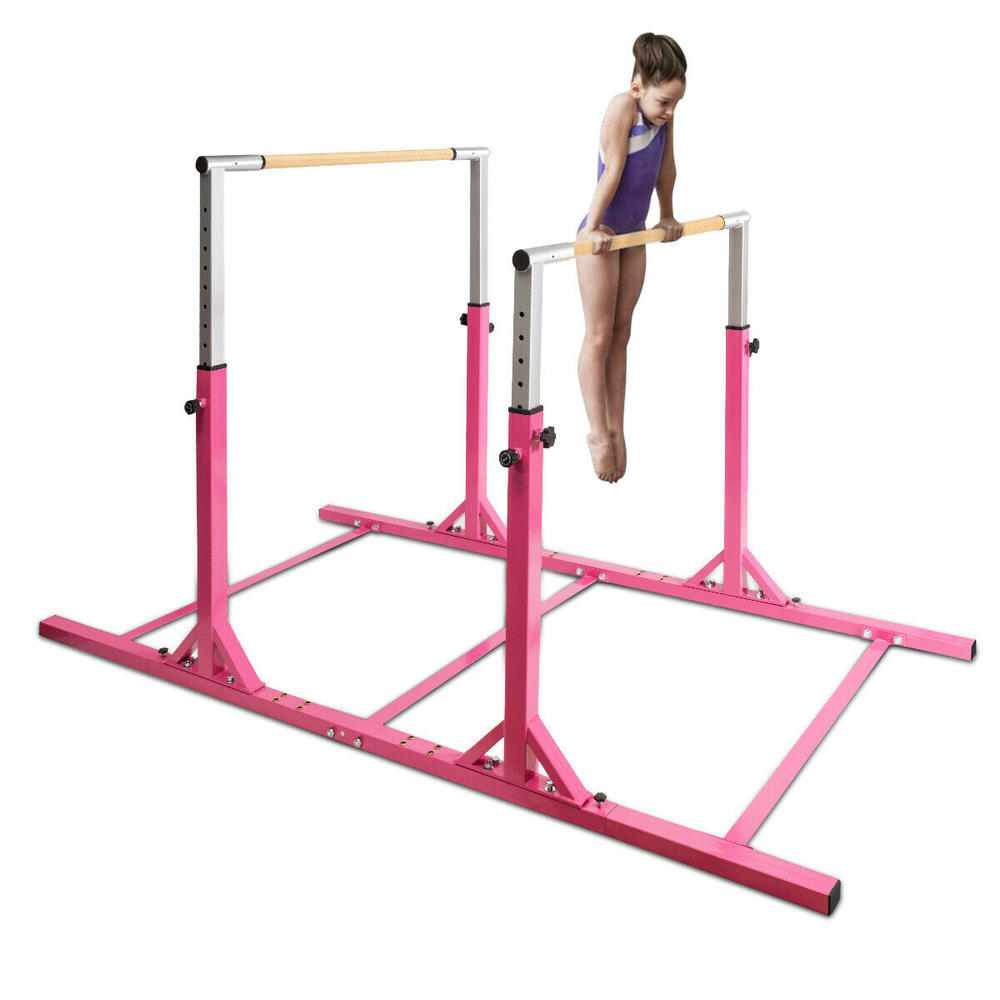 Costway Kids Gymnastics Parallel Bars Double Horizontal Bars Adjustable ...