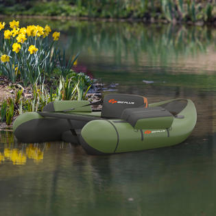 Goplus Inflatable Fishing Float Tube w/Storage Pockets & Fish Ruler ...