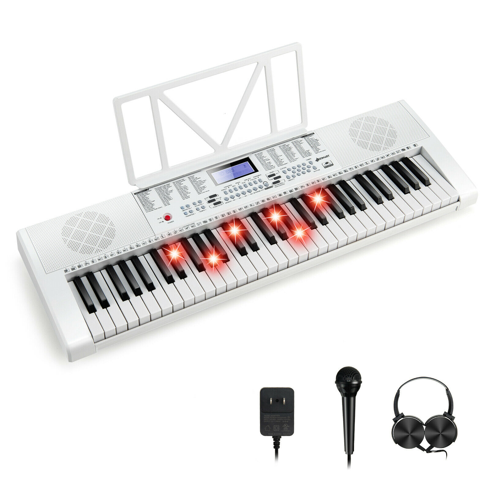 Sonart 61-Key Electric Piano Portable Digital Keyboard w/Lighted Key ...