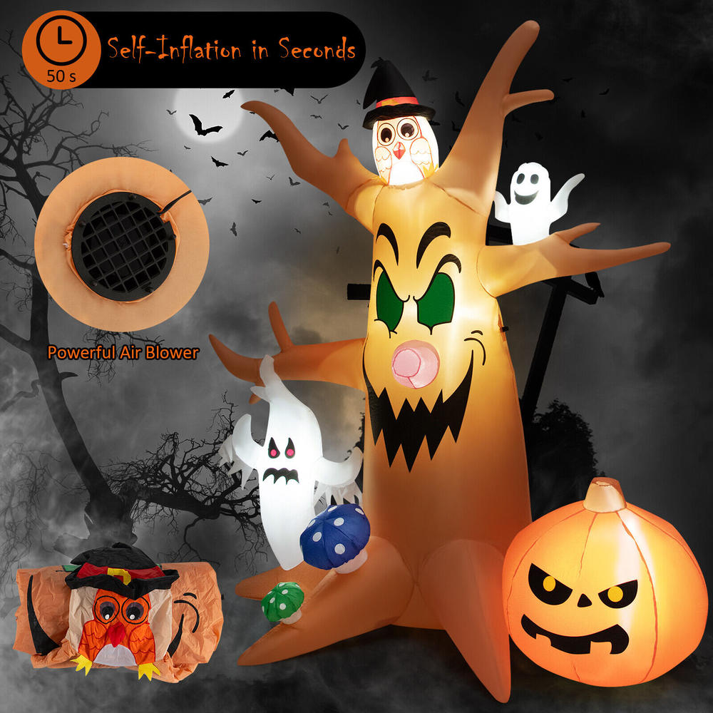 Costway 8 FT Halloween Outdoor Dead Tree, Blow up Yard Decoration w ...