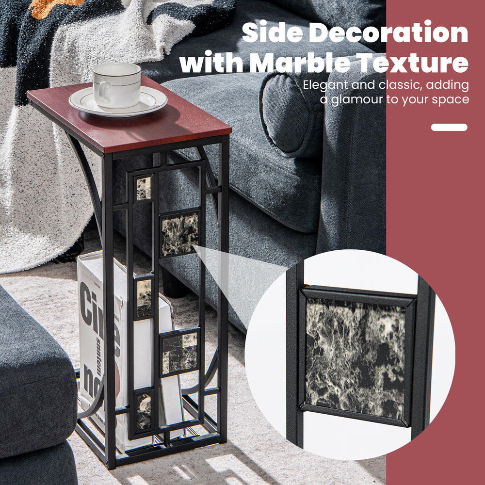 Costway 2 PCS C-Shaped Side Sofa Narrow Snack Table for Living Room ...