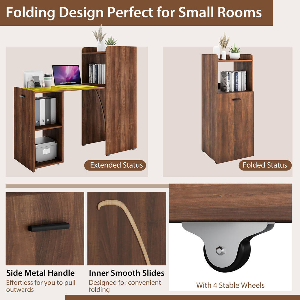 Costway Extendable Computer Desk Reversible Home Office Desk Study ...