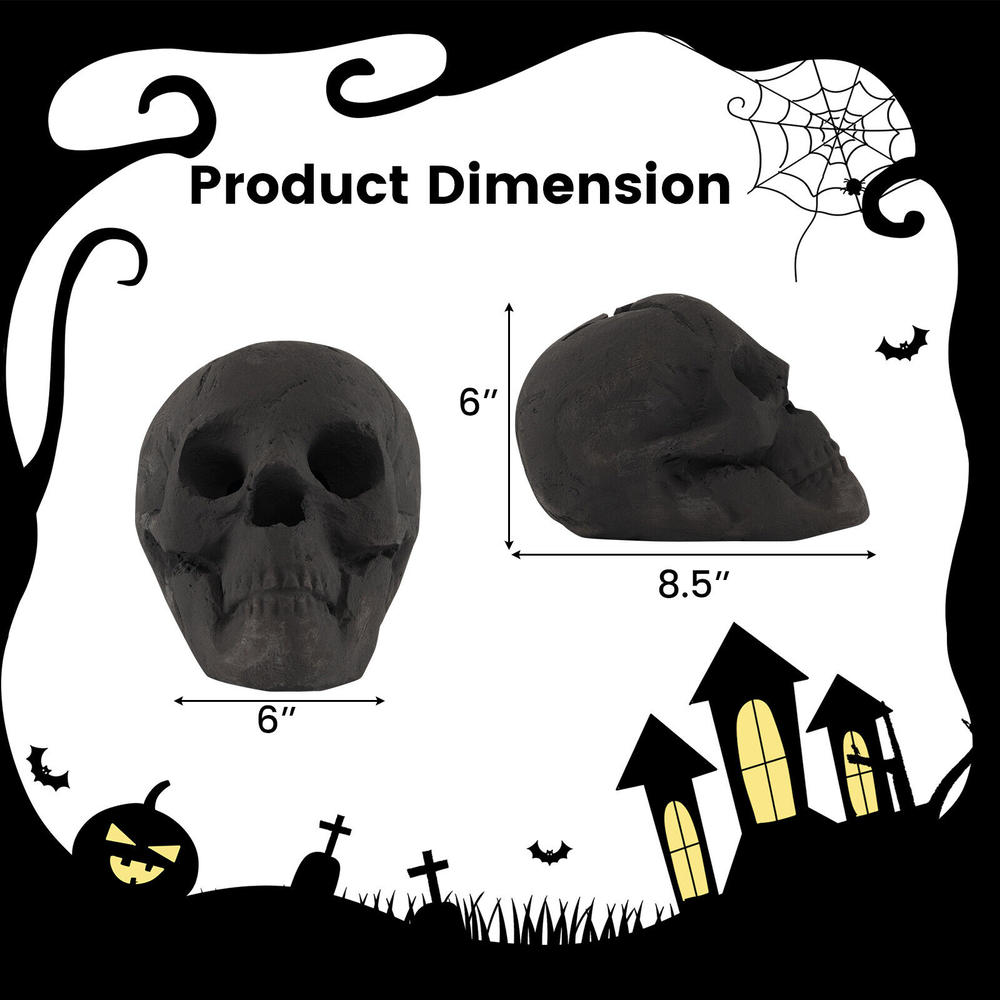 Costway Ceramic Fireproof Fire Pit Skull, Reusable Imitated Human Skull ...