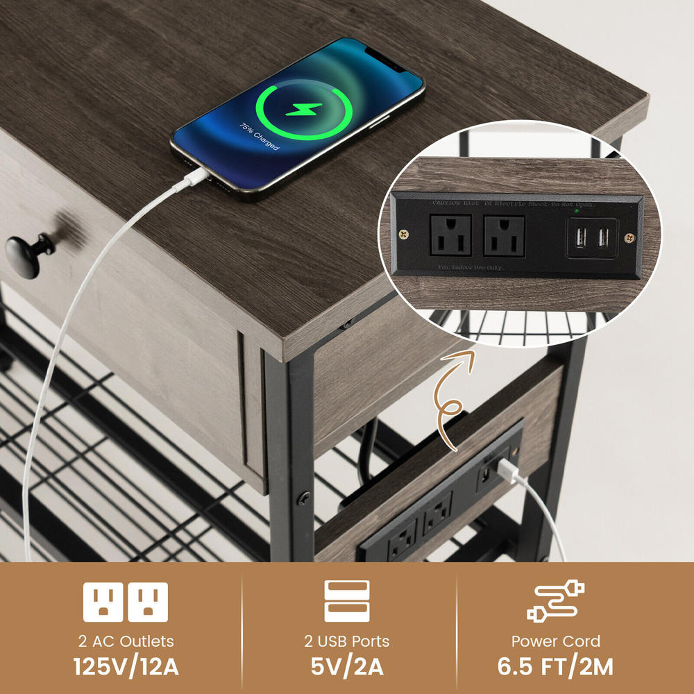 Costway Entryway Table with Charging Station Narrow Console Table with ...