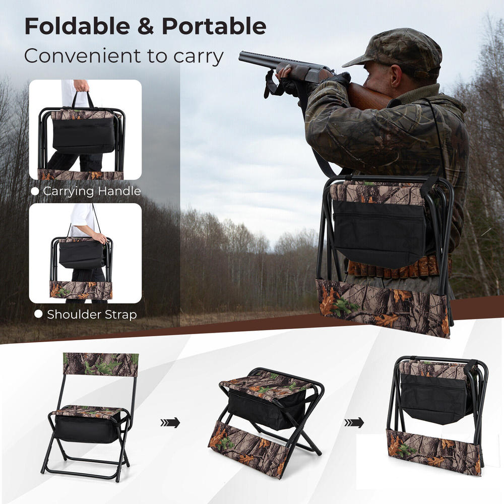 Costway Folding Hunting Chair Foldable Portable Fishing Stool with ...