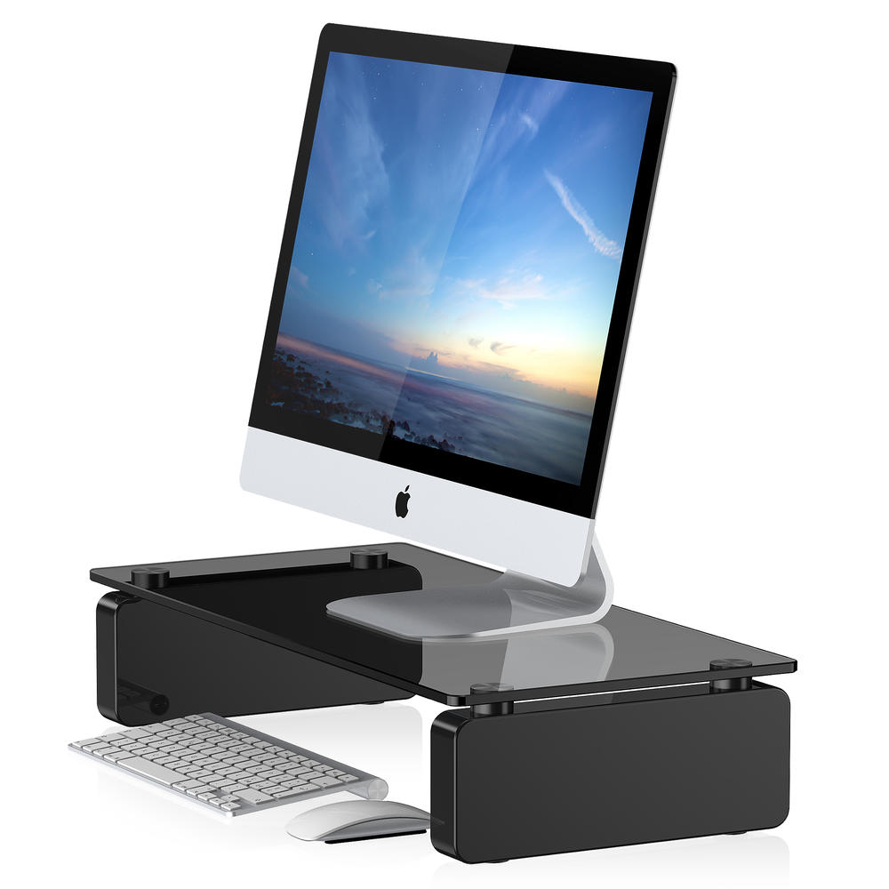 Fitueyes Black Painting Desktop Monitor Riser Save Space for Flat Panel ...