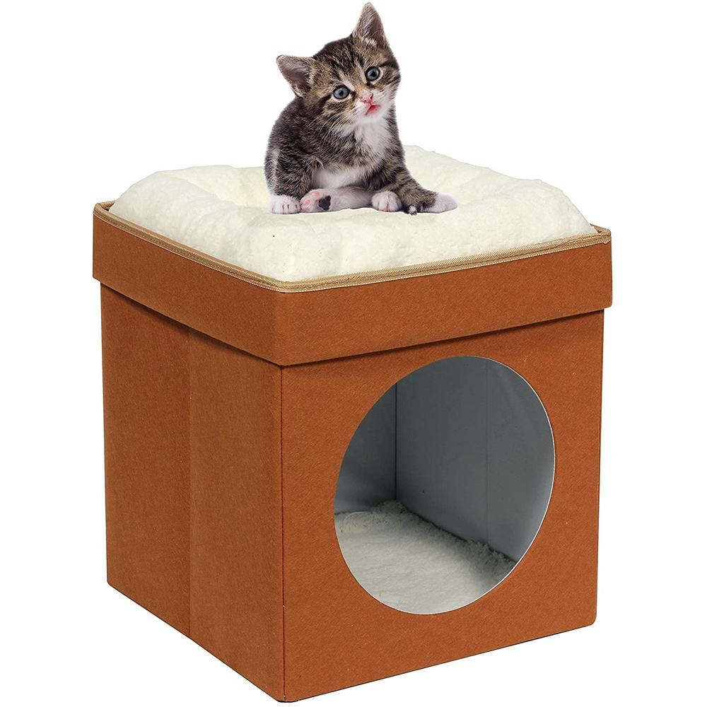 B FSOBEIIALEO Cat House Cube Small Dog Cubes for Indoor Cats Folding ...