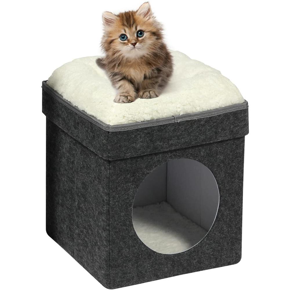 B FSOBEIIALEO Cat House Cube Small Dog Cubes for Indoor Cats Folding ...